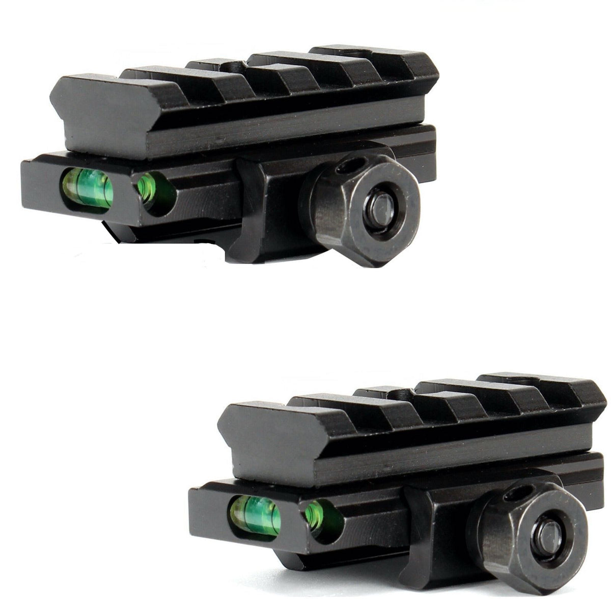2 Pack 4 Slot Scope Riser 20mm Rail Mount Medium Profile Base W/Bubble ...