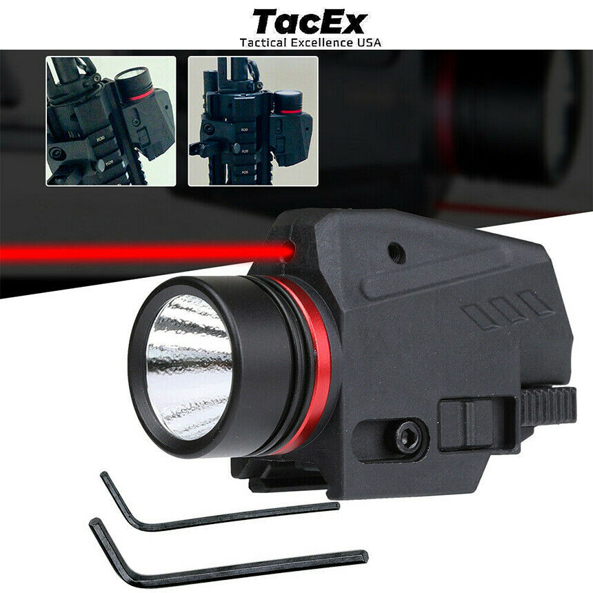 Combo Pistol LED Flashlight Red Laser Sight Fits 20mm Rail Pistol-Rifl ...