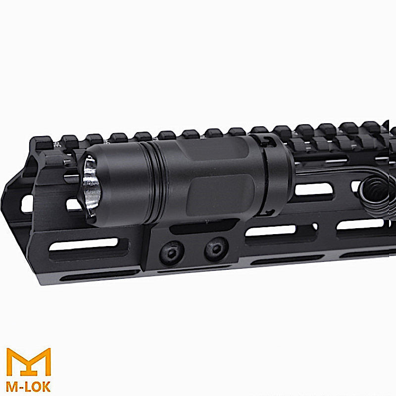 Tactical LED Flashlight M-Lok Rail Mount Torch Pistol-Rifle W/ Pressur ...
