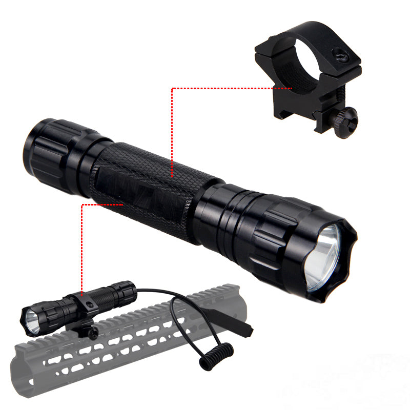 2 Pack T6 LED Flashlight 5 Mode Tactical Rifle Mount Torch Pressure Sw ...
